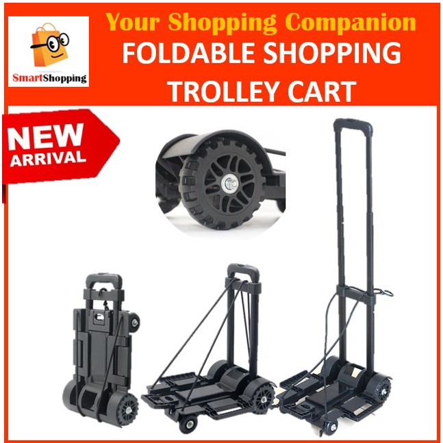 Foldable Shopping Trolley Supermarket Cart Wheels with 2 FREE ...