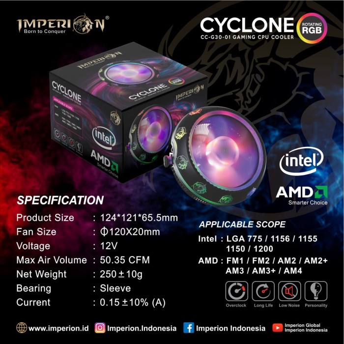 Imperion Cyclone Fan Processor/Gaming Fan CPU Cooler CC-G30-01 Cyclone ...
