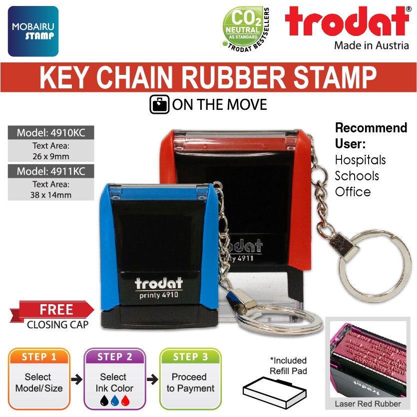 TRODAT Keychain Customized Rubber Stamps - Printy T4910KC & T4911KC [Doctor, Nurse, Teacher ...