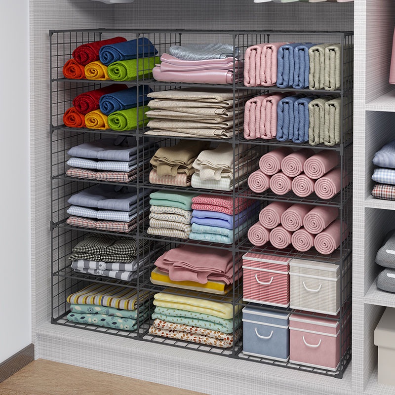 Wardrobe Layered Partition Clothes Organizer Wardrobe Compartment ...