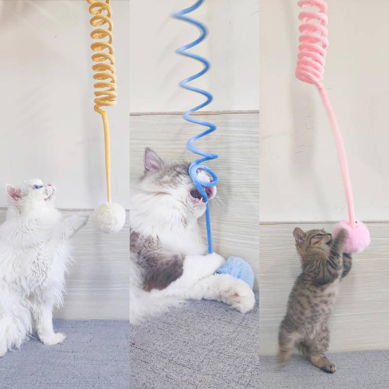 Cat Toy Cat Teaser Self-Hi Sucker Toys Spring Rabbit Hair Ball ...