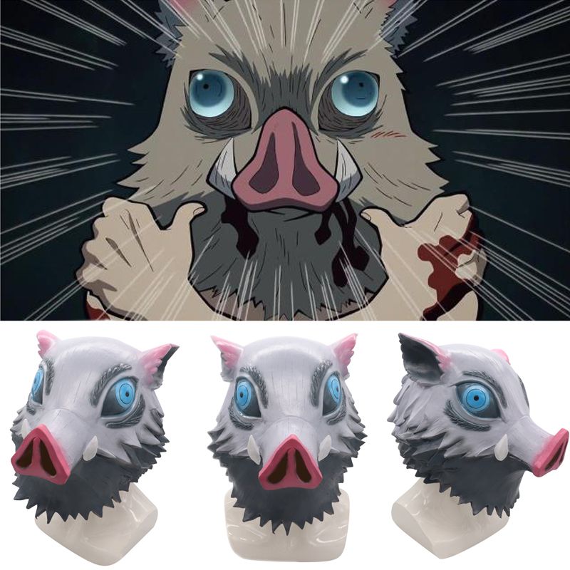 Unique Slayer Demon Kimetsu No Yaiba Hashibira Inosuke Latex Mask ...