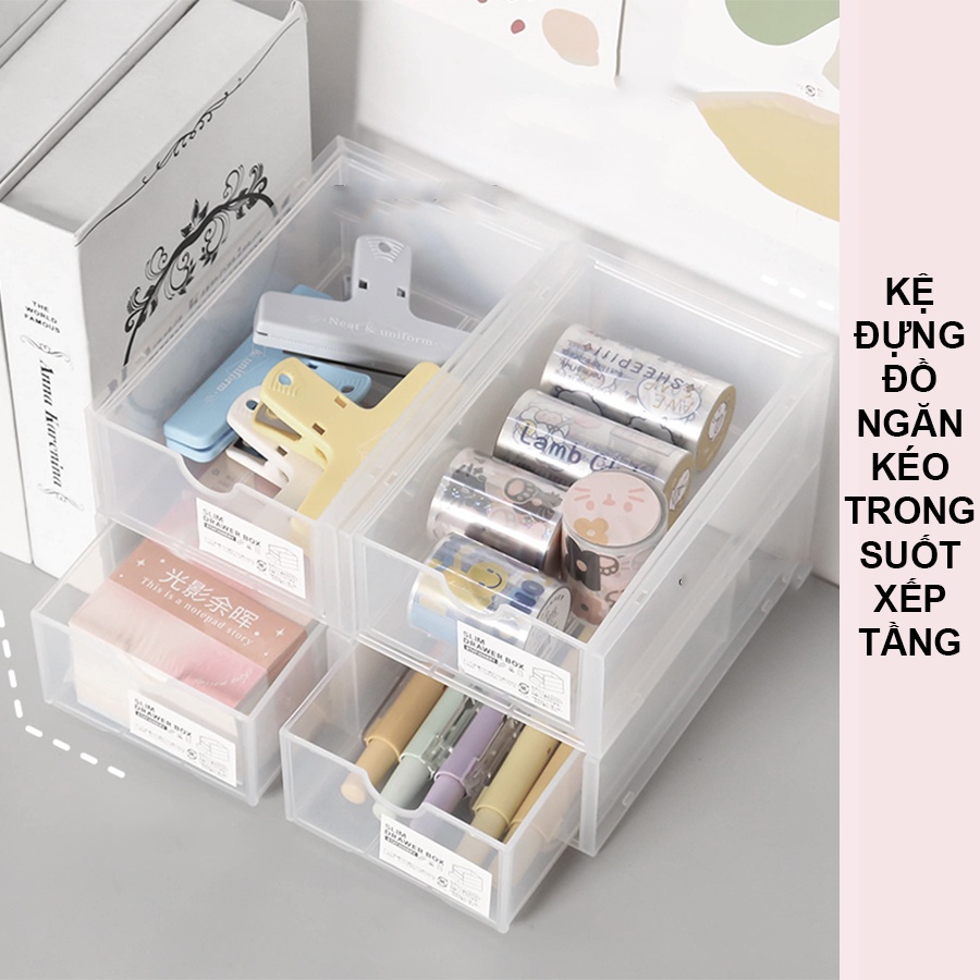 Enoda Home Super Convenient Stackable Desktop Mini Transparent Drawer Box P015 | Shopee Singapore