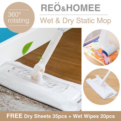 🔥REO N HOMME 🔥WET And DRY 360 ° Static Mop/Broom 🔥FREE Wet Floor Tissue ...