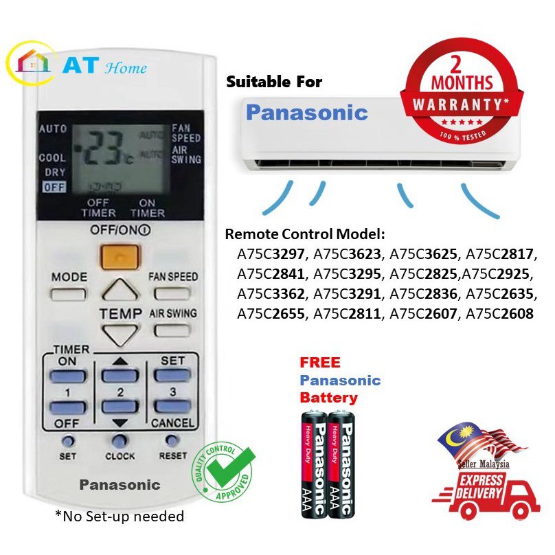 Panasonic aircond remote control a75c3297, a75c3623, a75c3625, a75c2817 ...