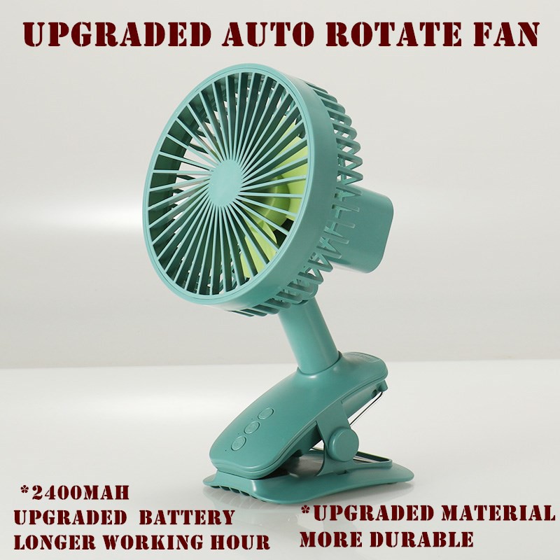 Rechargeable Portable Auto Rotate Desk Clip Fan Baby Stroller Click Fan ...
