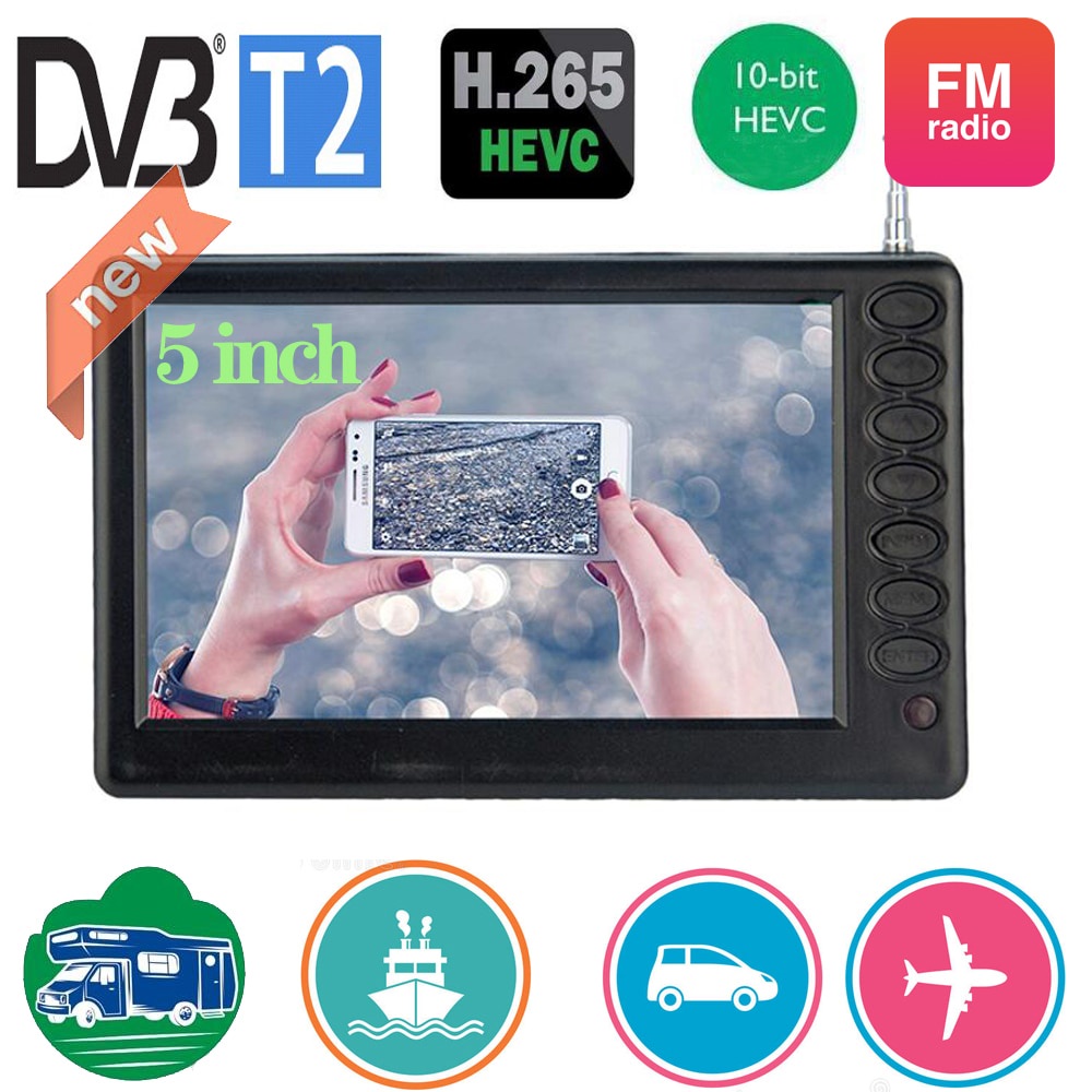 LEADSTAR 5 Inch Portable Mini Digital Tv With DVB-T2 FM ATV USB Playback Built Battery Pocket tv ...
