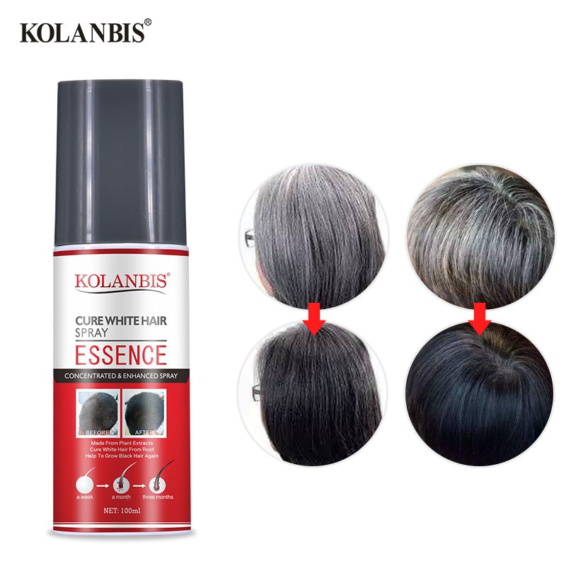 White Hair Treatment Tonic Essence Spray Herbal Hair Darkening Therapy ...