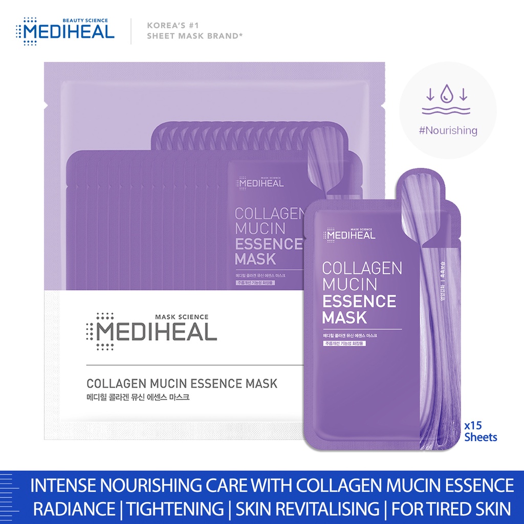 Mediheal Daily Solution - Collagen Mucin Essence Mask Pack - 15 sheets ...