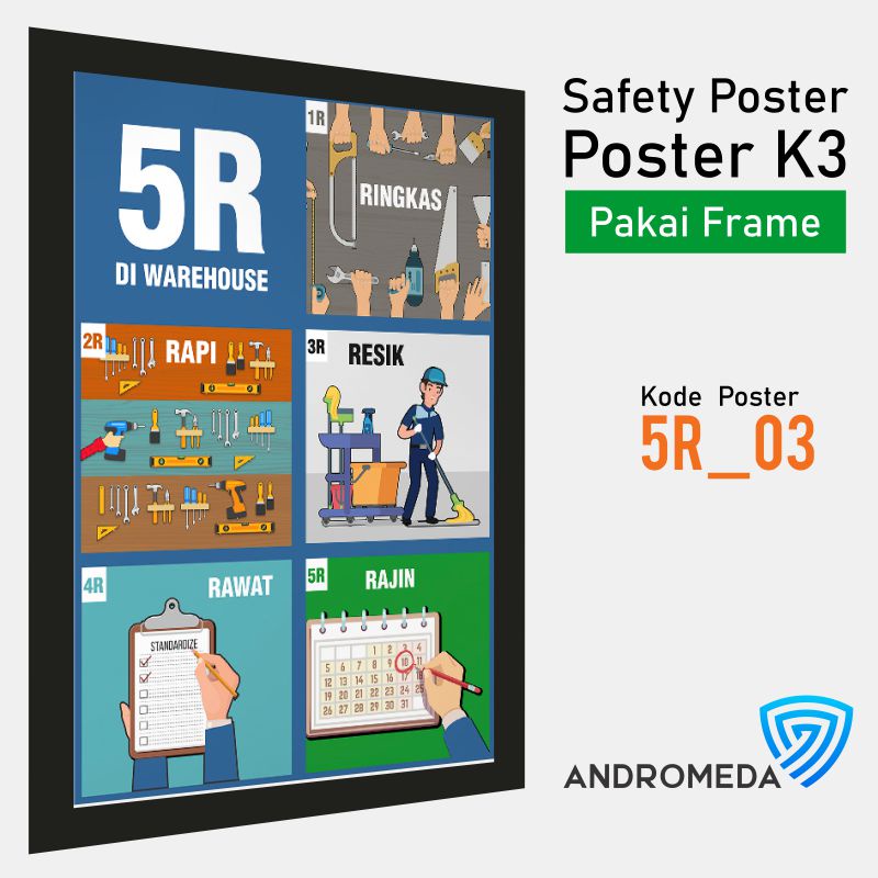 Safety Poster K3: 5R on Warehouse + Frame | Shopee Singapore