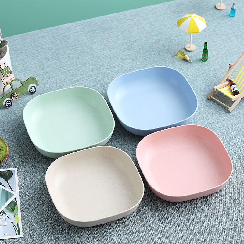 Wheat Straw 14.5cm Plate Square plates deep thickened bone spitting ...