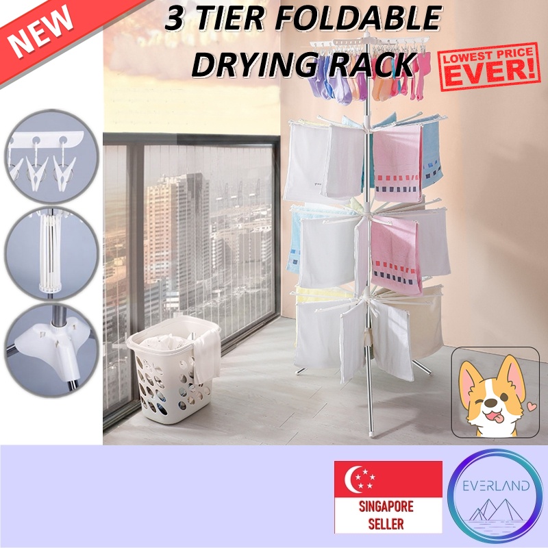 ⭐SG SALES⭐ 3 Tier Foldable Laundry Drying Rack/ Hanger for Baby Cloths ...