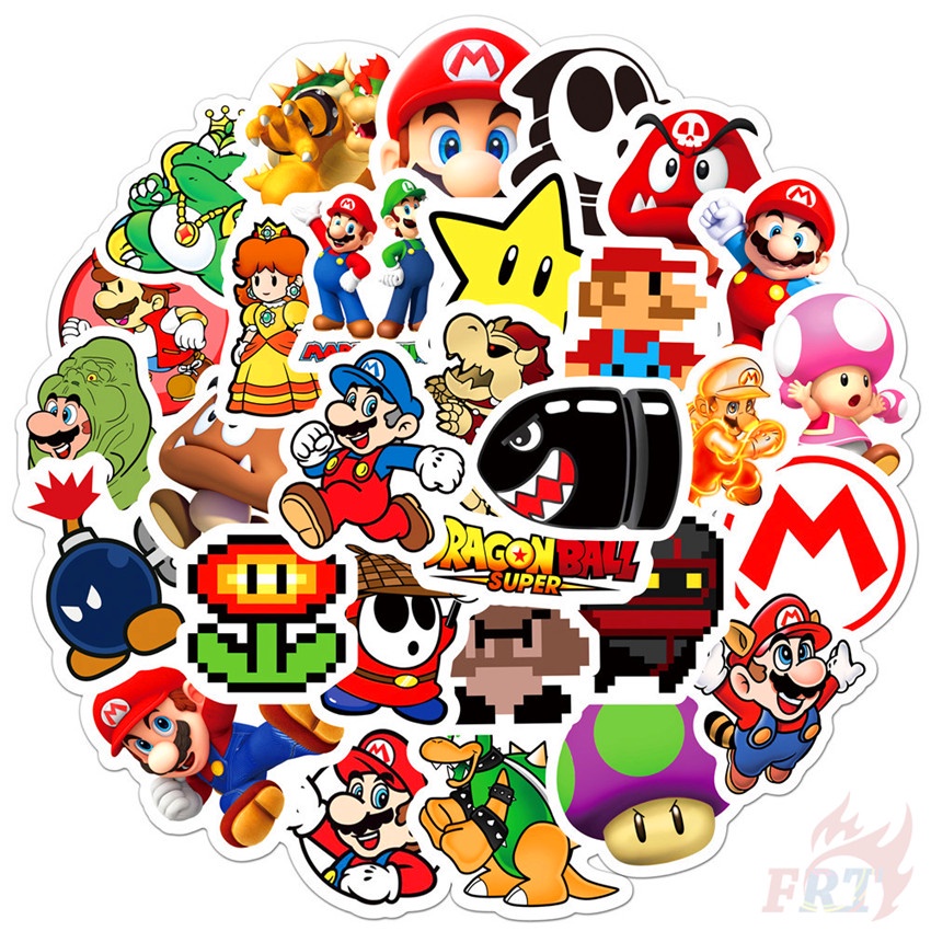 50Pcs/Set Super Mario Bros. Series 02 Stickers Anime Games Mario Luigi ...