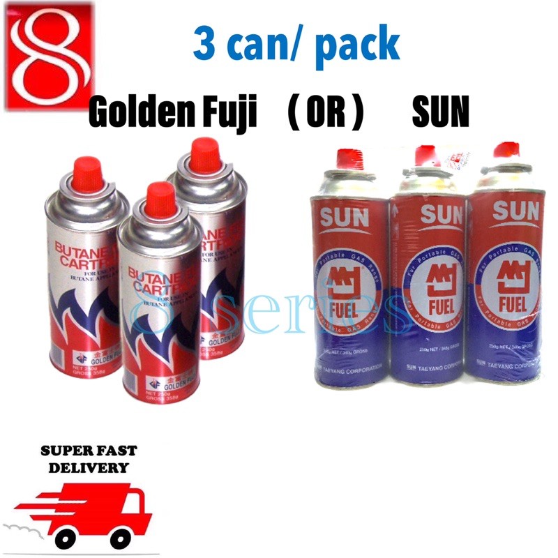 Sun / Golden Fuji Butane Gas Cartridge 3 x 1 pack/ Blow torch | Shopee ...