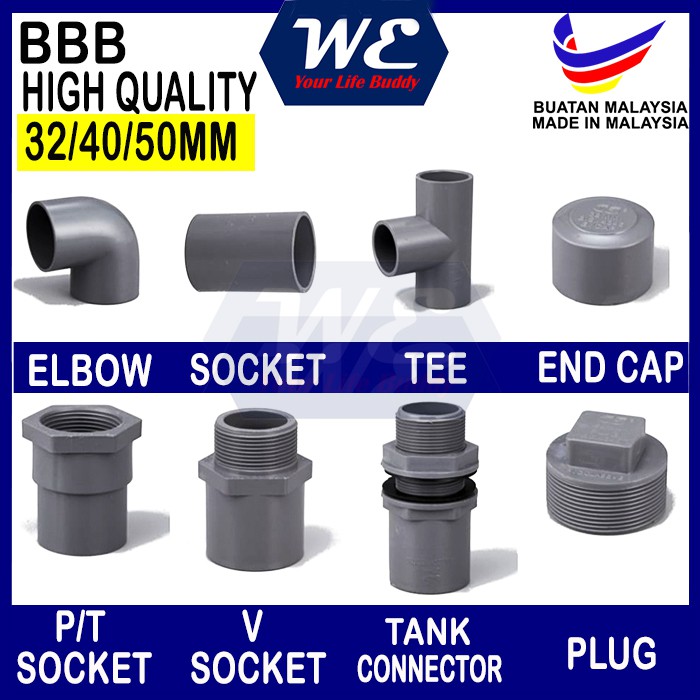 PVC Fitting Connector 32mm 40mm 50mm CLASS Socket Elbow Tee PT Socket ...