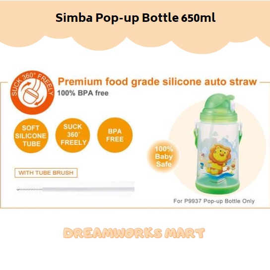 Simba Pop-up Bottle 650ml baby teat nipple water milk BPA Free Straw ...