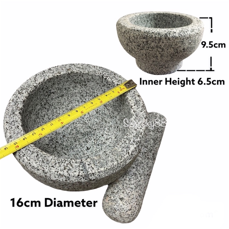 Mortar and pestle stone hand pounder pestl spice herb sambal chilli ...