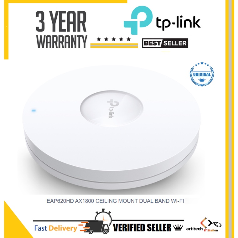 TP-LINK EAP620HD AX1800 CEILING MOUNT DUAL BAND WI-FI WIRELESS ACCESS ...