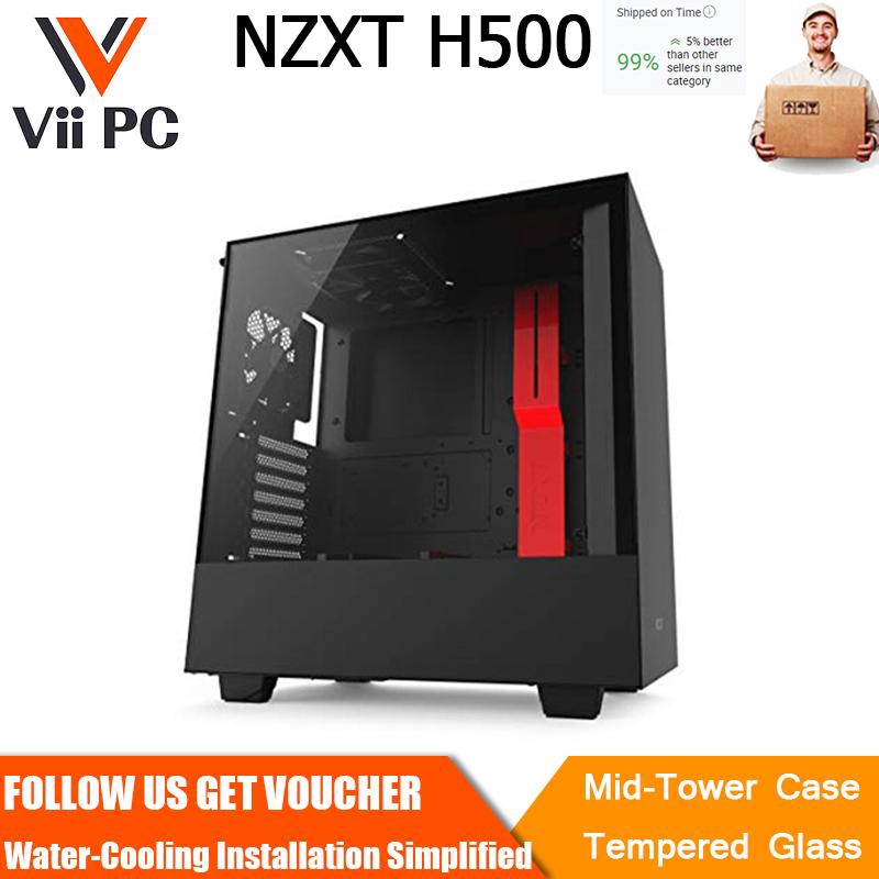 NZXT H500 ATX CASE Matte White/Black Full Black Black/Red Black/Blue ...