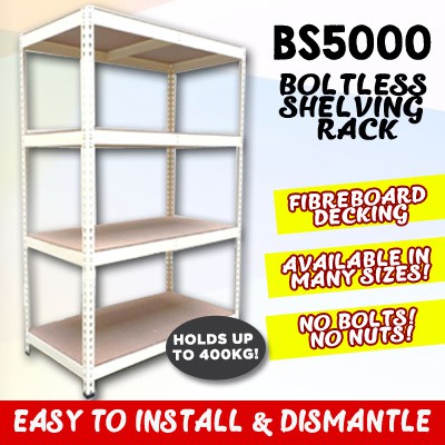 BS5000 6 Feet 4 , 5levelxHt:1800mm Fibre Board Boltless Shelving Rack ...