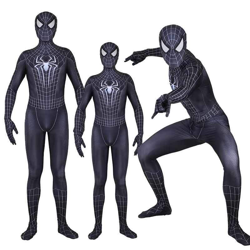 2 Amazing The Spiderman Black Venom Tights Cosplay Costume Suit Lycra ...