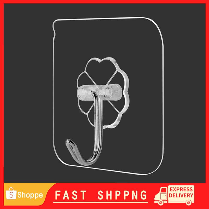 Strong sticky wall hooks kitchen bathroom transparent magic hook ...