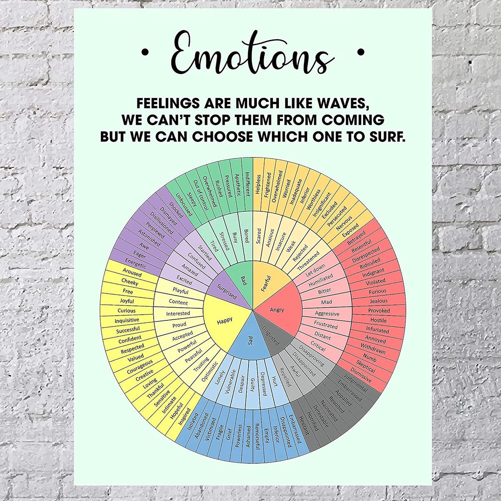 Wheel of Feelings and Emotions Chart Poster | Shopee Singapore