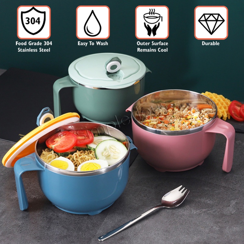 Double Wall Keep Warm Lunch Box Instant Noodle Bowl With Drainage ...
