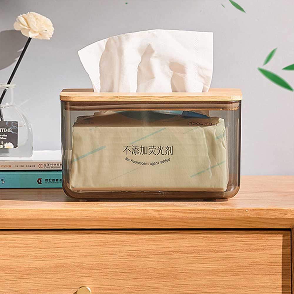 BC Minimalist Wooden Transparent Tissue Box Large with Lids Face Mask ...