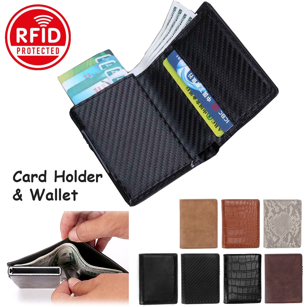 Antitheft Credit Card Holder Note Compartment Smart Wallet Auto Pop-up ...