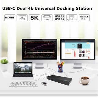 Wavlink Universal Docking DisplayLink USB Hub 5K dual 4K HDMI Display Port Output Monitors ...