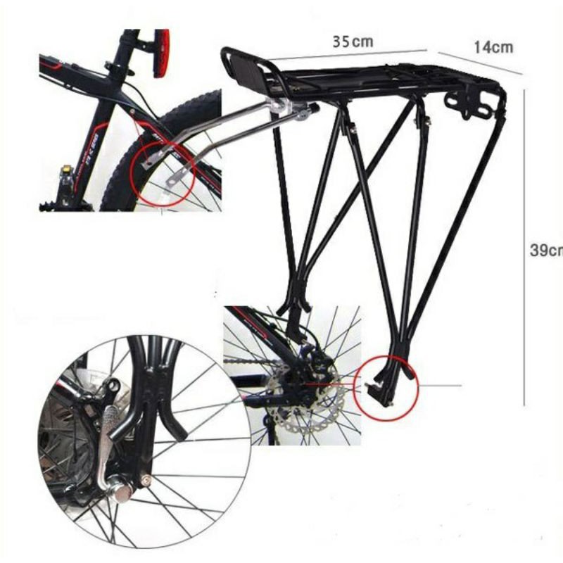 Bicycle Rear Rack Pannier Carrier Frame-Mounted Pannier For Disc Brake ...