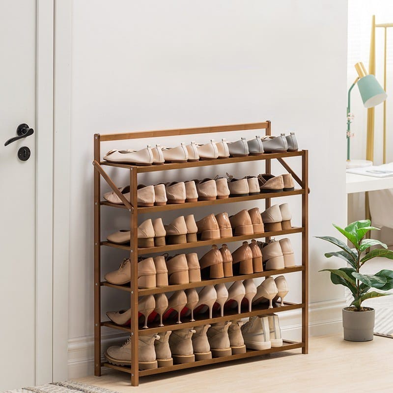 Installation Free Foldable Bamboo Shoe Rack Storage Shelves ...