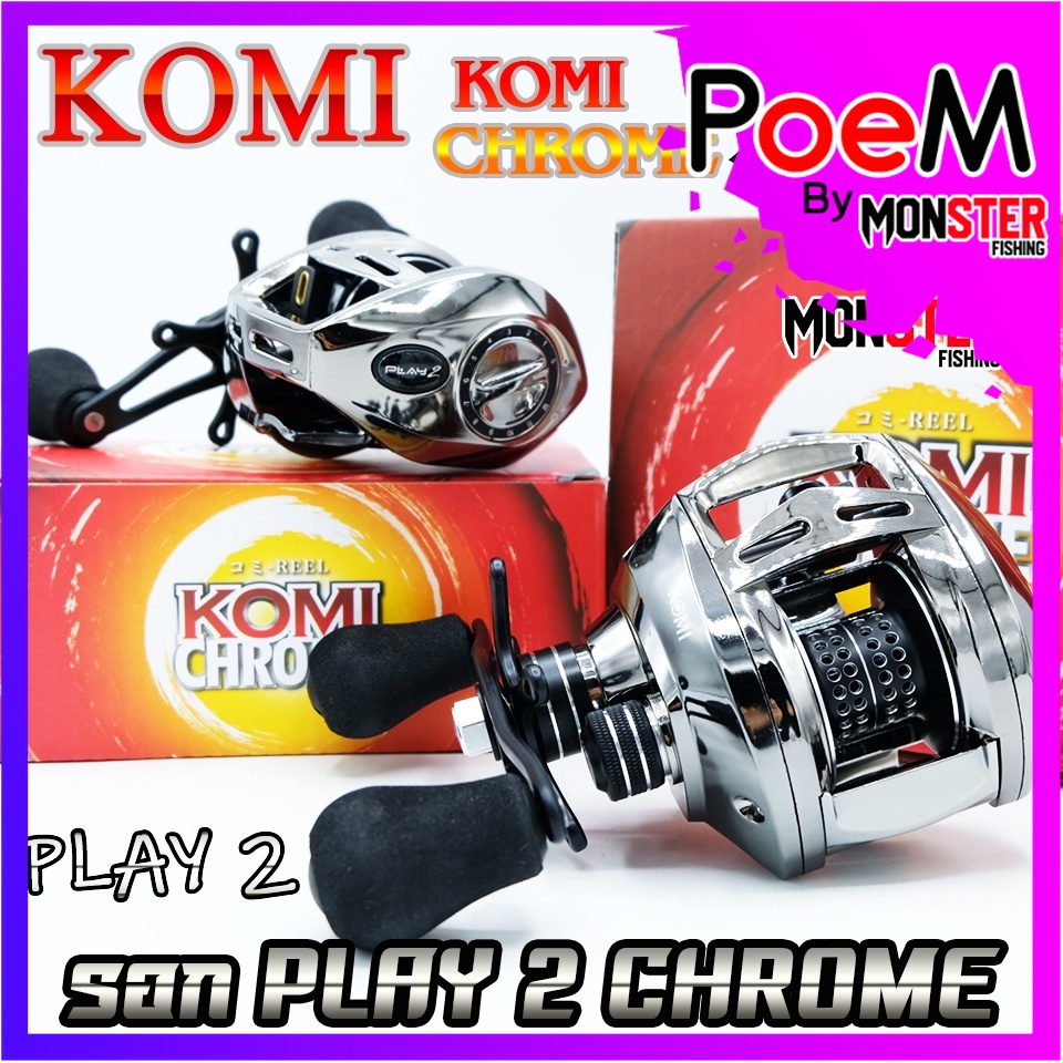 Fishing Reel Water Drop KOMI PLAY 2 Chrome Limited Color (Both Right ...