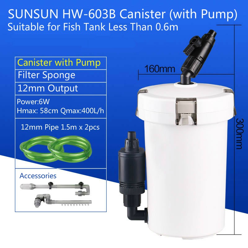 SUNSUN Canister Filter HW-603B / LW-603B (with pump) For Fish Tank less ...