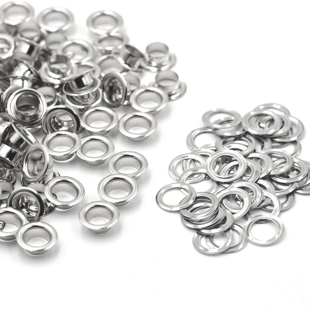 100 sets Brass Material Silver Grommet Eyelet with Washer fit Leather ...