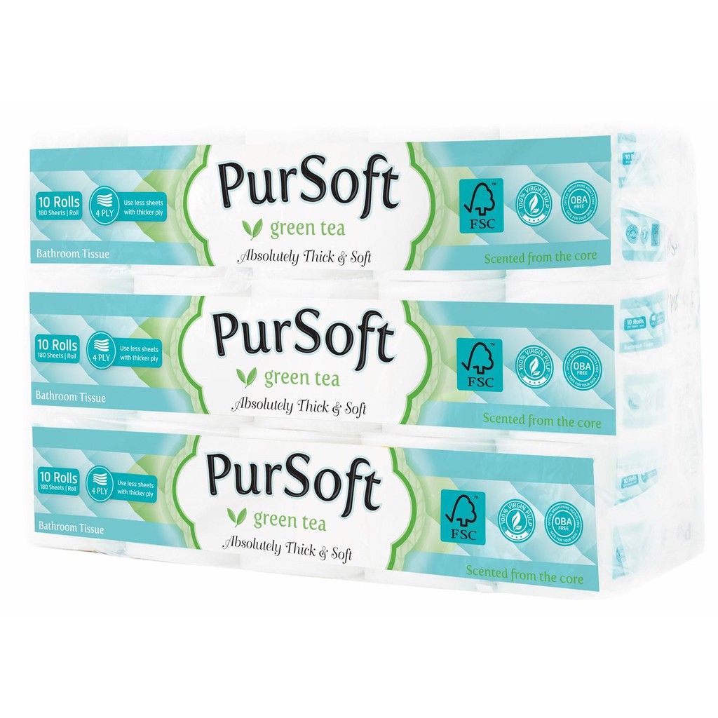 Pursoft Green Tea Scented Bathroom Tissue (3x10 rolls) | Shopee Singapore