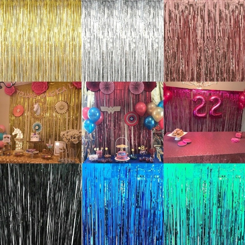 1M*2M Bachelorette Party Backdrop Curtains Metallic Tinsel for Birthday ...