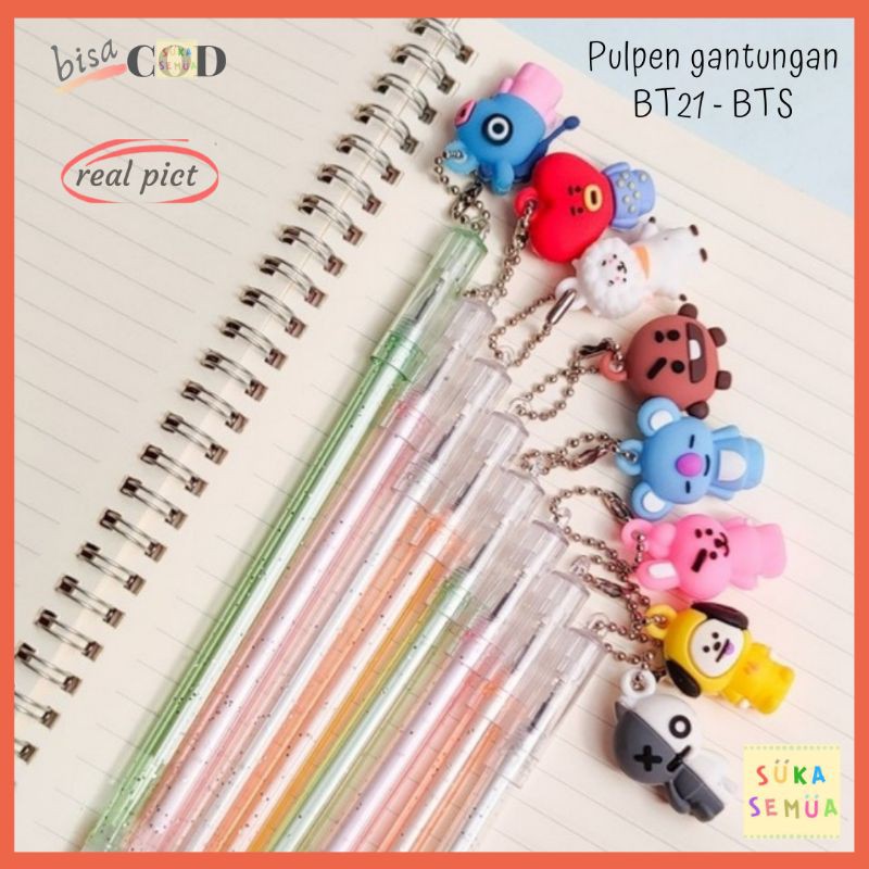 GANTUNGAN Bt21 Hanger Pen - BTS // Ballpoint Pen Gel Pen Gel Pen Jelly ...