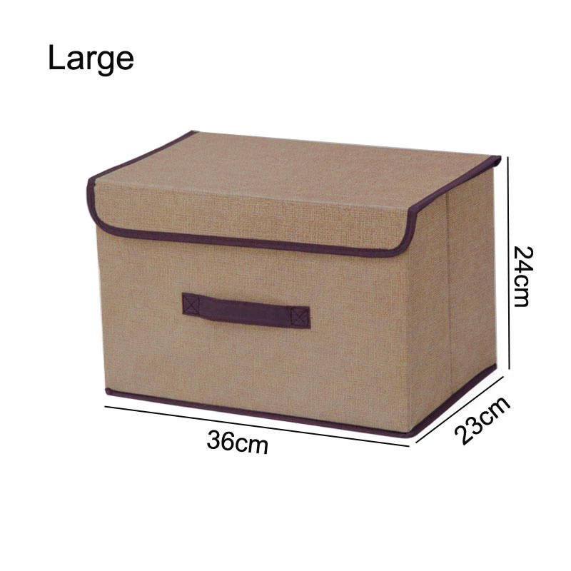 Korean 2 PCS Foldable Cloth Storage Box Linen Fabric Clothes For ...
