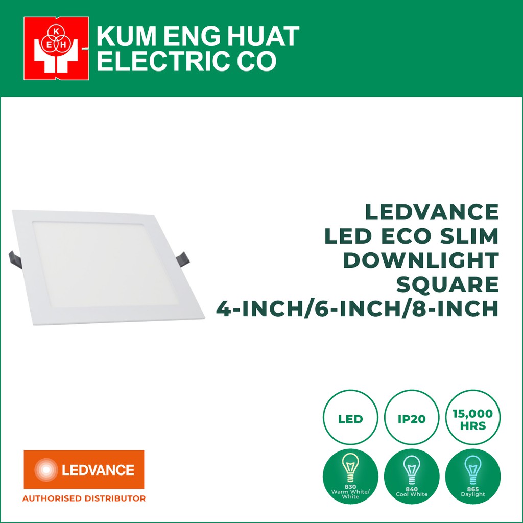 LEDVANCE LED ECO SLIM DOWNLIGHT SQUARE (830/840/865) - DOWNLIGHT SERIES ...