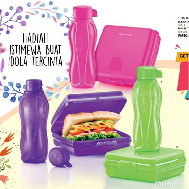 Tupperware brands LIMITED EDITION Neon Mini Eco Bottle (3) 310ml ...