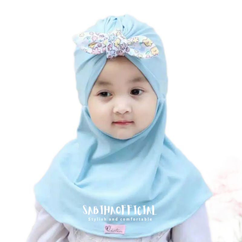 Children's hijab FLOWER RIBBON knot instant baby hijab baby headscarf ...
