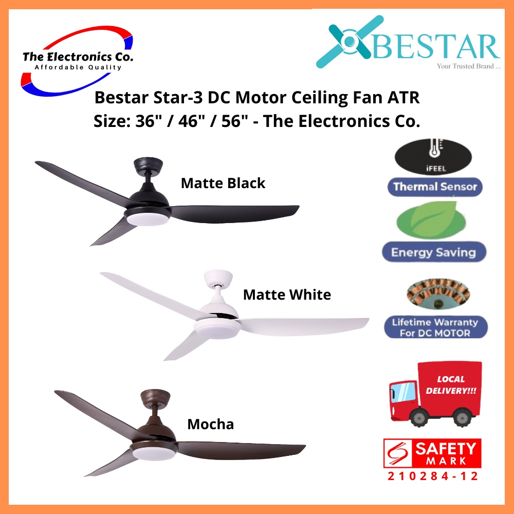 𝗕𝗲𝘀𝘁𝗮𝗿 𝗦𝘁𝗮𝗿-𝟯 𝗗𝗖 𝗠𝗼𝘁𝗼𝗿 𝗖𝗲𝗶𝗹𝗶𝗻𝗴 𝗙𝗮𝗻 𝗔𝗧𝗥 𝗦𝗶𝘇𝗲: 𝟯𝟲" / 𝟰𝟲" / 𝟱𝟲" 𝟯 𝗕𝗹𝗮𝗱𝗲𝘀 ...