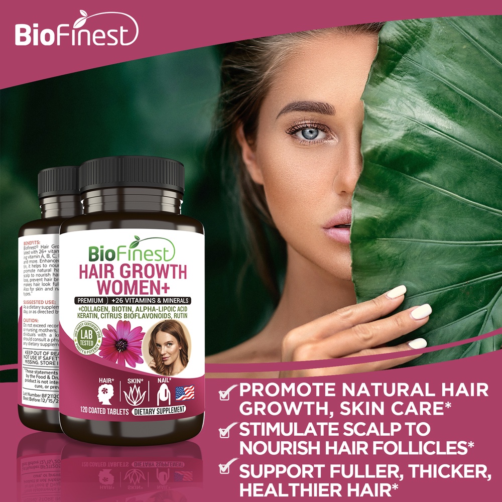 Biofinest Hair Growth Women Supplement - 26 Vitamins A B C D E Calcium ...