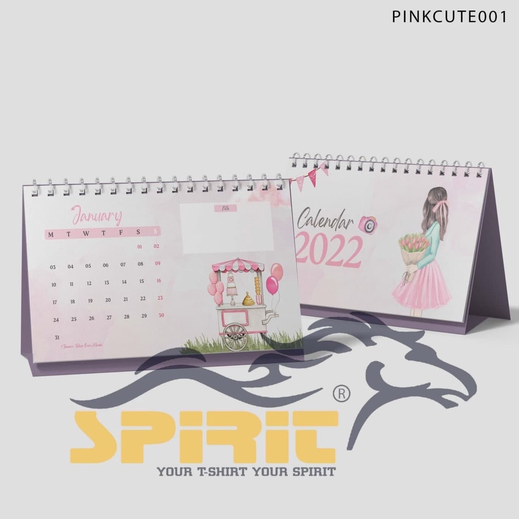 Kalender Seated In 2022 / Desk Table 2022 "PINK CUTE" | Shopee Singapore