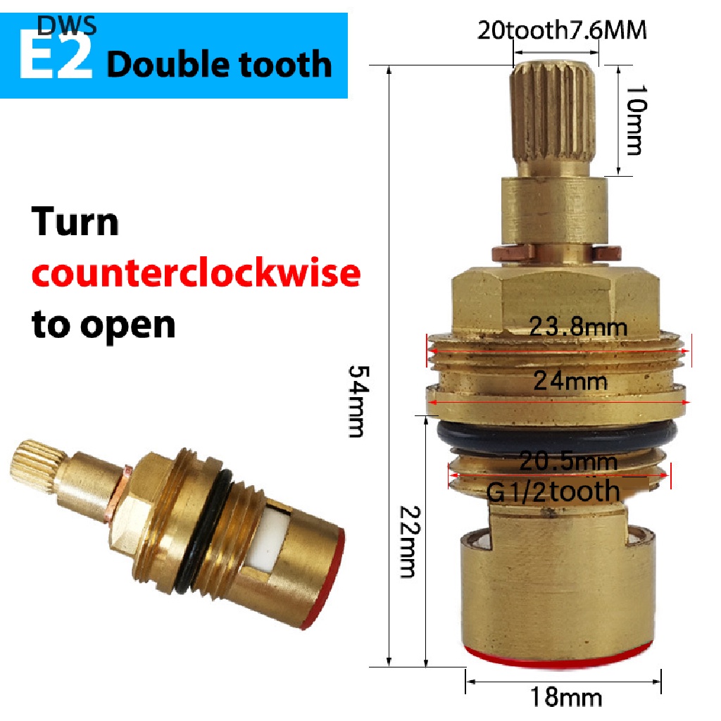 DWS 2 Pcs Faucet Cartridge 1/2" Water Mixer Inner Tap BSP Disc Valve ...