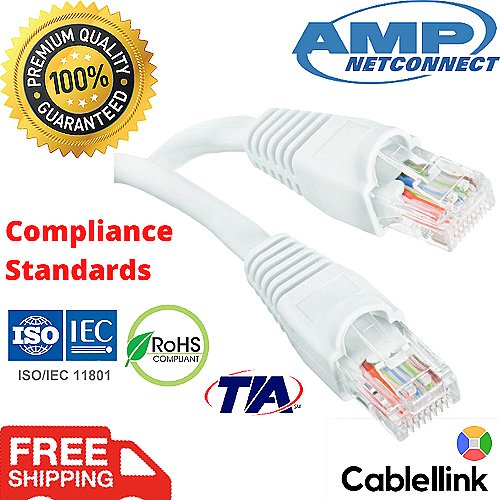 AMP Gigabit LAN Cable 8m/10/15/20/22/28/30/35/50m ( Premium White ...