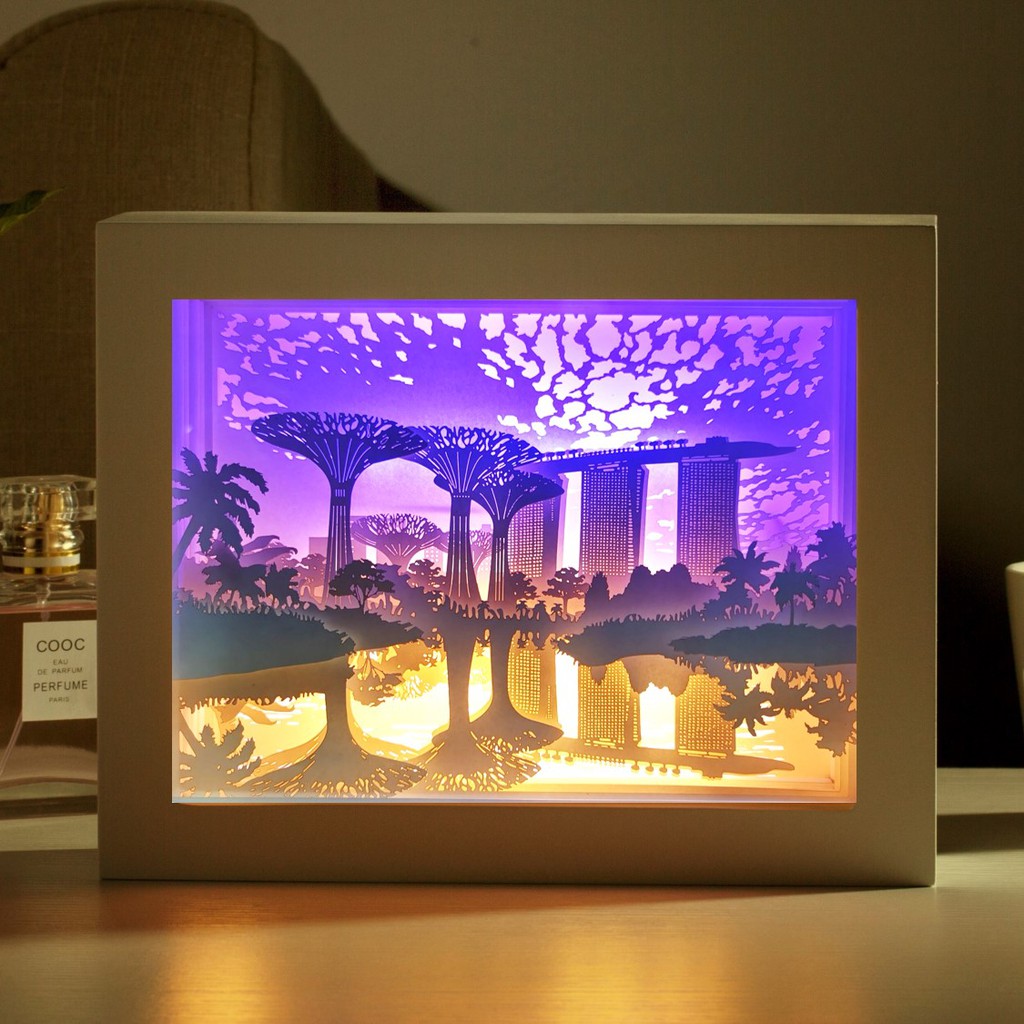 Reflections At The Garden - Lighted shadow box >> DIY Lighted Paper Art ...