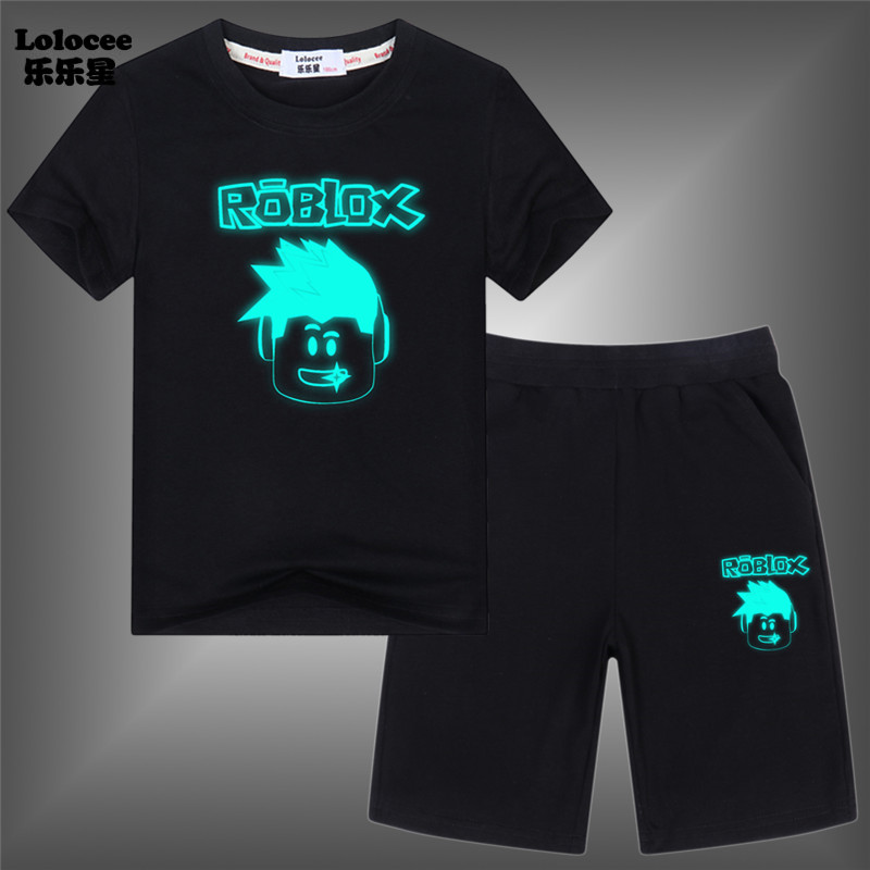 Boys Glow In Dark Roblox Games Clothes Sets Kids Summer Short Sleeve ...